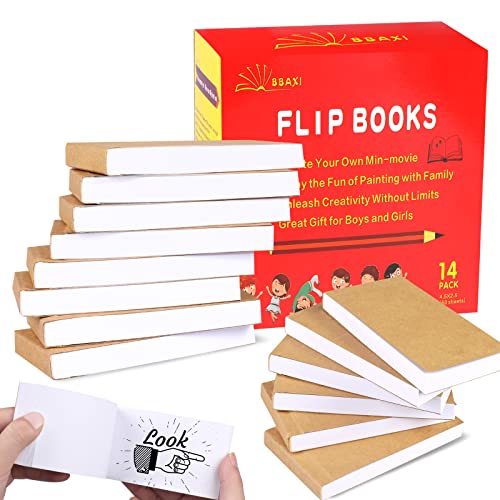 14 Pack Blank Flipbooks, 840 Sheets (1680 Pages) Flip Book Paper for Animation, Sketching and Cartoon Creation, 120GSM No Bleed Drawing Paper and Sewn Binding (4.5" x 2.5")