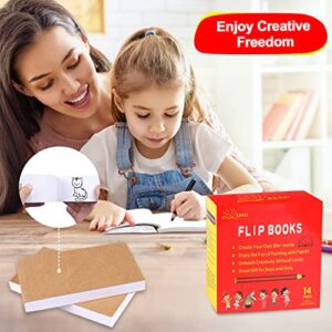 14 Pack Blank Flipbooks, 840 Sheets (1680 Pages) Flip Book Paper for Animation, Sketching and Cartoon Creation, 120GSM No Bleed Drawing Paper and Sewn Binding (4.5" x 2.5")