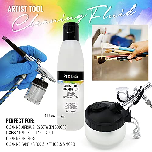 Airbrush Cleaner Kit With Brush Cleaner Solution - Ultimate Airbrush Cleaning Kit, Holder, and Pot for Efficient Cleaning of Airbrushes - Glass Clean Pot Cleaning Jar