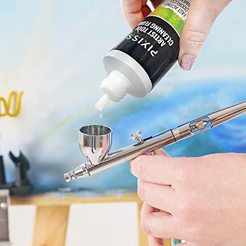 Airbrush Cleaner Kit With Brush Cleaner Solution - Ultimate Airbrush Cleaning Kit, Holder, and Pot for Efficient Cleaning of Airbrushes - Glass Clean Pot Cleaning Jar