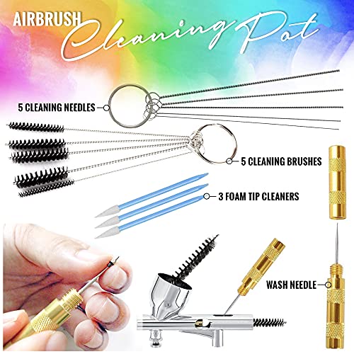 Airbrush Cleaner Kit With Brush Cleaner Solution - Ultimate Airbrush Cleaning Kit, Holder, and Pot for Efficient Cleaning of Airbrushes - Glass Clean Pot Cleaning Jar