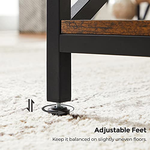 VASAGLE Coffee Table, Cocktail Table with Storage Shelf and X-Shape Steel Frame, Industrial Farmhouse Style, 39.4 x 21.7 x 17.7 Inches, Rustic Brown and Black ULCT200B01V1