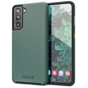 crave dual guard for galaxy s21 case, shockproof protection dual layer case for samsung galaxy s21, s21 5g (6.2 inch) - forest green