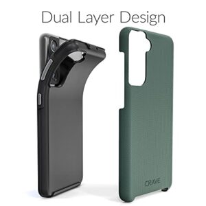 Crave Dual Guard for Galaxy S21 Case, Shockproof Protection Dual Layer Case for Samsung Galaxy S21, S21 5G (6.2 inch) - Forest Green