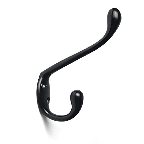 ANGSTROM 1-Pack Double Coat and Hat Hook, Wall Mounted with Screws (Matte Black)