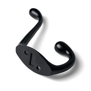 ANGSTROM 1-Pack Double Coat and Hat Hook, Wall Mounted with Screws (Matte Black)