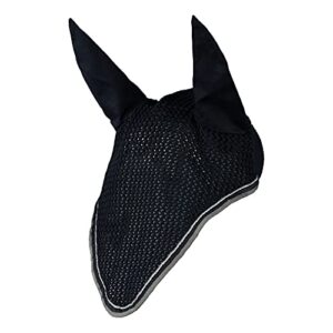 horze adepto cotton crochet insect and fly protection horse ear net with cotton ear covers - dark navy - horse