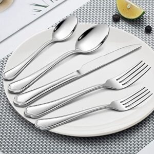 LIANYU 10-Piece Silverware Set for 2, Stainless Steel Flatware Cutlery Set, Eating Utensils Set with Scalloped Edge, Dishwasher Safe, Mirror Polished