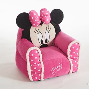 idea nuova minnie mouse figural sherpa trim bean bag chair, small, pink