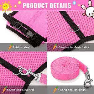 2 Pieces Bunny Rabbit Harness with Leash Cute Adjustable Buckle Breathable Mesh Vest for Kitten Puppy Small Pets Walking (Blue, Pink,M)