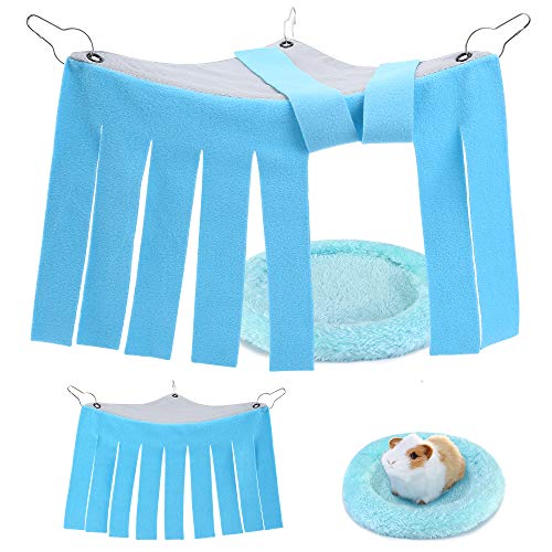 Filhome Guinea Pig Hideout and Sleeping Bed, Corner Fleece Forest Hamster Hideout Hammock Cage Accessories for Hamster Hedgehog Rats Chinchilla