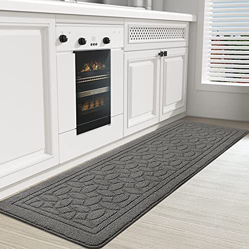 Color G Kitchen Rugs, Non Skid Kitchen Runner Rug Machine Washable Kitchen Floor Mat, Easy to Clean Kitchen Rugs and Mats, 18"x59", Grey