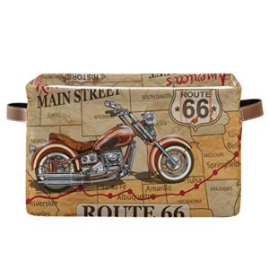 alaza foldable storage bins, vintage route 66 motorcycle posterstorage boxes closet shelf organizer for bedroom nursery closet toys books