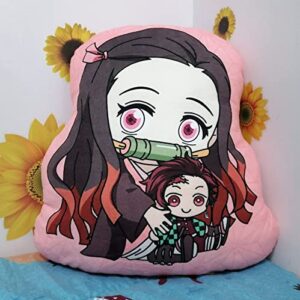 XIXISA 16 Inch Anime Nezuko Inosuke Zenitsu Plush Throw Pillow Anime Plushies Cartoon Decoration Pillows Fans Gift Cosplay 40cm