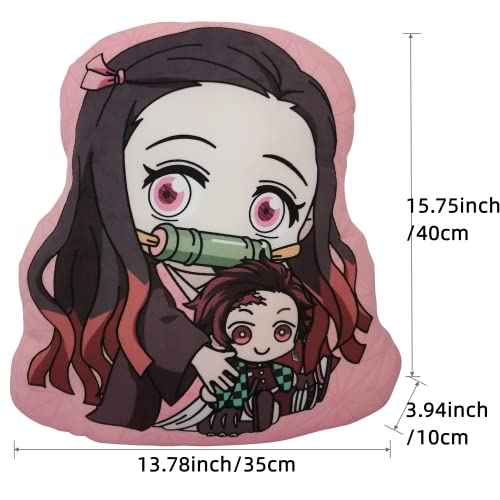 XIXISA 16 Inch Anime Nezuko Inosuke Zenitsu Plush Throw Pillow Anime Plushies Cartoon Decoration Pillows Fans Gift Cosplay 40cm