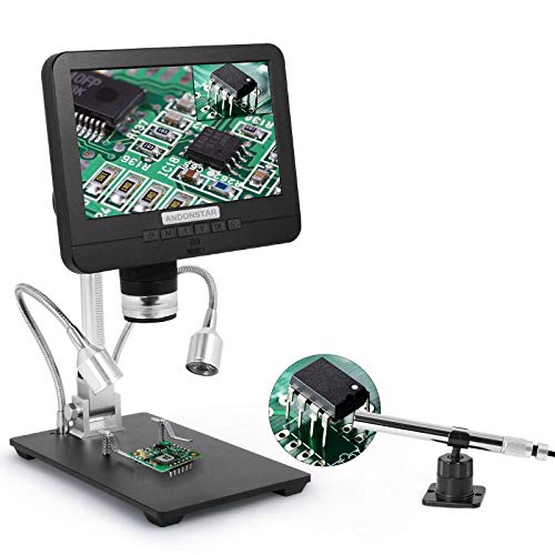 Andonstar AD206S Digital Microscope with Endoscope, 7-inch LCD 1080P FHD Video Record, Dual Lens Electronic Microscope 200X for Circuit Board PCB Soldering Tool, DIY Phone Repair, Coin Collection