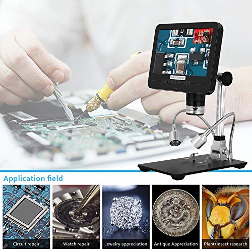 Andonstar AD206S Digital Microscope with Endoscope, 7-inch LCD 1080P FHD Video Record, Dual Lens Electronic Microscope 200X for Circuit Board PCB Soldering Tool, DIY Phone Repair, Coin Collection