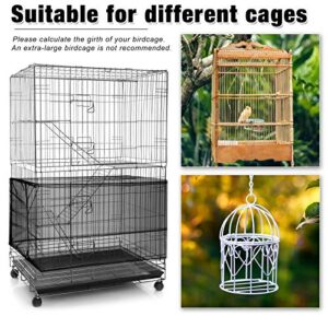 3 Pieces Large Adjustable Bird Cage Cover Seed Feather Catcher Birdcage Nylon Mesh Net Cover Soft Skirt Guard for Parakeet Macaw African Round Square Cage (78 x 15 Inch in Circumference and Width)