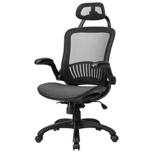 office chair ergonomic desk chair mesh computer chair with lumbar support headrest flip up arms rolling swivel adjustable task chair for adults,black