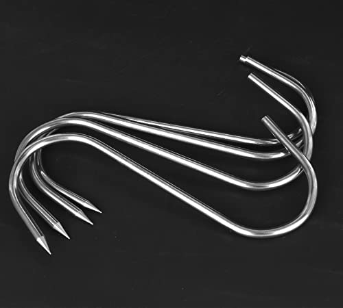 HONSHEN 20 pcs 5 Inch Meat Hooks S-Hook, 4mm Stainless Steel Meat Hook for Butcher,Processing,Hanging,Chicken,Hunting,Smoking,Ribs,Fish,Beef,Poultry,Drying BBQ Grill Cooking (20 pcs 5inch Meat Hook)