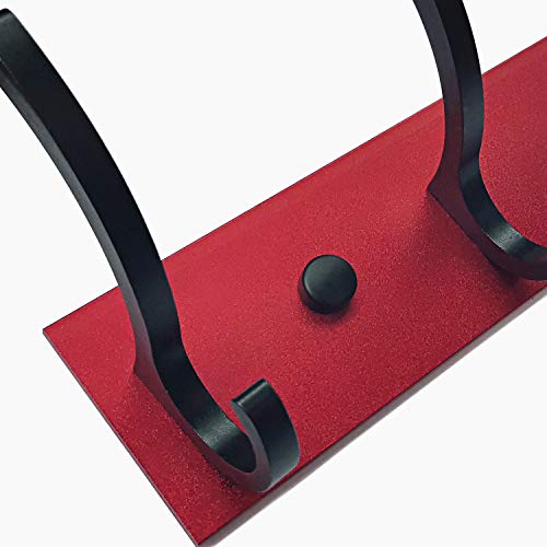 UDENIS Wall Mounted Coat Rack,6 Double hoook,Coat Hat Robe Towel Hanger for Bathroom,Entryway,Bedroom,Kichten,Closet,Heavy Duty Aluminum (Red)