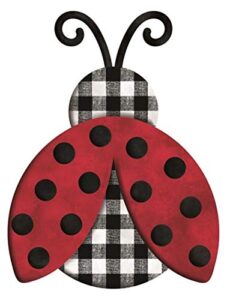 craig bachman 12 metal embossed ladybug hanger: plaid check - buffalo check ladybug metal wall door hanger sign