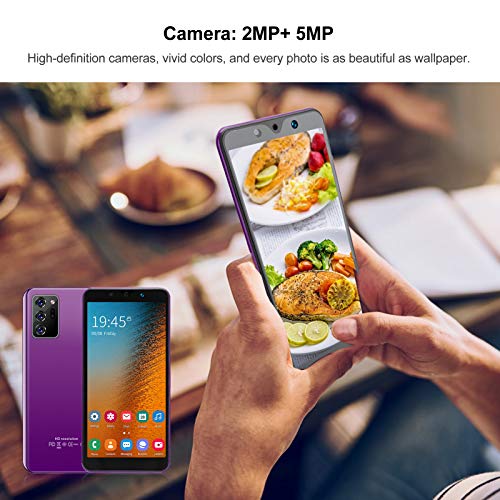 Vbestlife 3G Unlocked Smartphone, Note30 Plus 5.72in HD Full Screen Cell Phone, Support APP Face Recognition for Android 8.1 Fingerprint Unlock Smartphone, 512M 4G, Dual SIM Dual Camera Purple