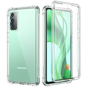 suritch clear case for galaxy s20 fe 5g,[built in screen protector][camera lens protection] full body protective shockproof bumper rugged cover for samsung galaxy s20 fe 6.5 inch (clear)