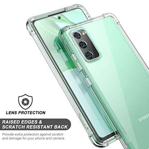 SURITCH Clear Case for Galaxy S20 FE 5G,[Built in Screen Protector][Camera Lens Protection] Full Body Protective Shockproof Bumper Rugged Cover for Samsung Galaxy S20 FE 6.5 Inch (Clear)