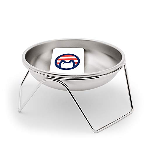 Raised Cat Bowl Stand for Food & Water by Americat – Made in USA – Stainless Steel, Spill-Proof Elevated Feeder, Dishwasher Safe, Human Grade, Whisker Friendly (Bowl + Stand)