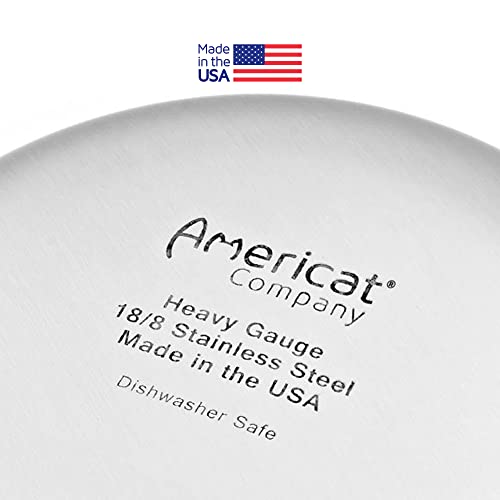 Raised Cat Bowl Stand for Food & Water by Americat – Made in USA – Stainless Steel, Spill-Proof Elevated Feeder, Dishwasher Safe, Human Grade, Whisker Friendly (Bowl + Stand)