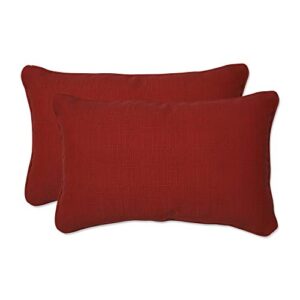 pillow perfect monti chino solid indoor/outdoor lumbar pillow plush fill, weather and fade resistant, lumbar - 11.5" x 18.5",, red, 2 count