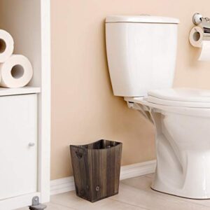 Wood Trash Can Small Wastebasket with Handles Rustic Office Garbage Can for Bedroom Bathroom Office Living Room Kitchen