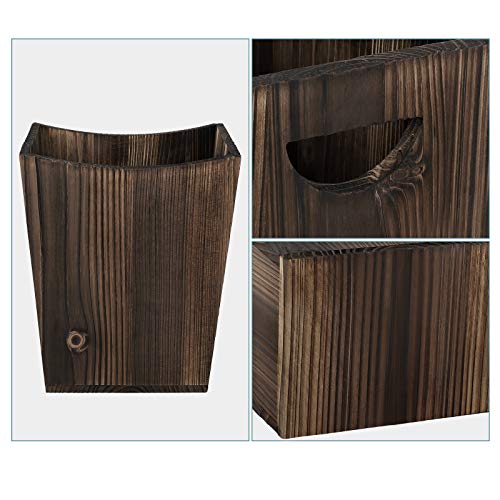 Wood Trash Can Small Wastebasket with Handles Rustic Office Garbage Can for Bedroom Bathroom Office Living Room Kitchen