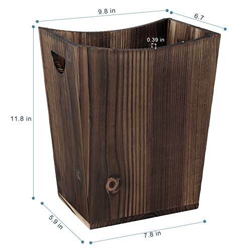 Wood Trash Can Small Wastebasket with Handles Rustic Office Garbage Can for Bedroom Bathroom Office Living Room Kitchen