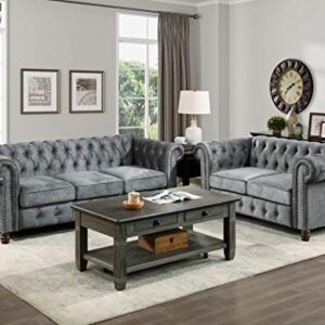 Lexicon Boswell Living Room Loveseat, Dark Gray