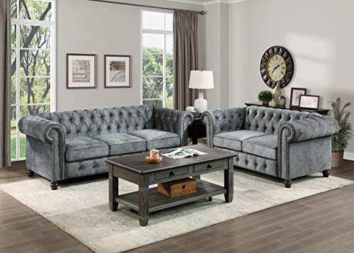 Lexicon Boswell Living Room Loveseat, Dark Gray