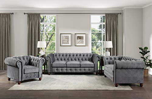 Lexicon Boswell Living Room Loveseat, Dark Gray