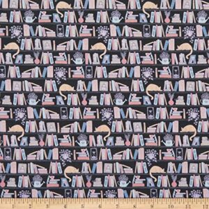 camelot fabrics literary shelfie fabric, charcoal