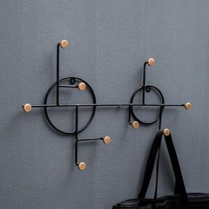 AVEO Coat Hooks 10 Hooks Wrought Iron Wall Hanging Coat Rack Key Hanger Frame Wall Rack Kitchen Bathroom Wall Home Decoration Coat Rack Wall Mount (Color : Black)