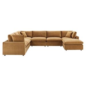 modway commix sectional, cognac