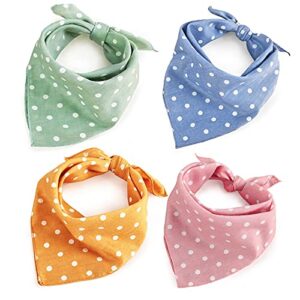 4pcs summer dog bandanas cute soft cotton puppy cat scarfs washable daily handkerchief pink green blue orange comfortable gifts, adjustable accessories for small medium large girl boy pup pet