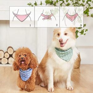 4PCS Summer Dog Bandanas Cute Soft Cotton Puppy Cat Scarfs Washable Daily Handkerchief Pink Green Blue Orange Comfortable Gifts, Adjustable Accessories for Small Medium Large Girl Boy Pup Pet