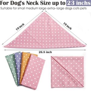 4PCS Summer Dog Bandanas Cute Soft Cotton Puppy Cat Scarfs Washable Daily Handkerchief Pink Green Blue Orange Comfortable Gifts, Adjustable Accessories for Small Medium Large Girl Boy Pup Pet