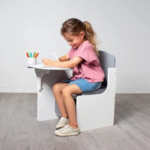 Milliard Toddler Chair Desk with Storage Bin for Kids, Children Activity Playset Furniture with Modern Grey Colors