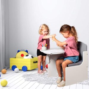 Milliard Toddler Chair Desk with Storage Bin for Kids, Children Activity Playset Furniture with Modern Grey Colors