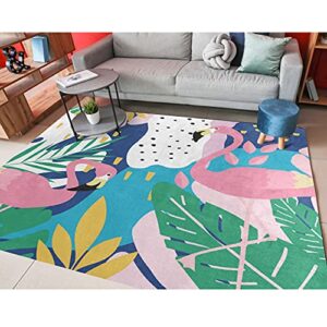 alaza tropical jungle leaf flamingo bird palm tree non slip area rug 5' x 7' for living dinning room bedroom kitchen hallway office modern home decorative