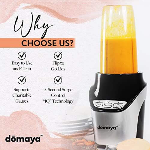 1000W High Power Personal Nutri Blender, Multi-Functional Portable Bullet Blenders for Kitchen, Use as Coffee Grinder, Baby Food Blender, & Shake Maker, With 2 Blades, 1L Tall Blender Cup & 0.4L Small Blender Cup - Domaya