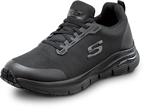 Skechers Work Arch Fit Jake, Men's, Black, Slip On Athletic Style, MaxTrax Slip Resistant, Soft Toe Work Shoe (9.0 M)