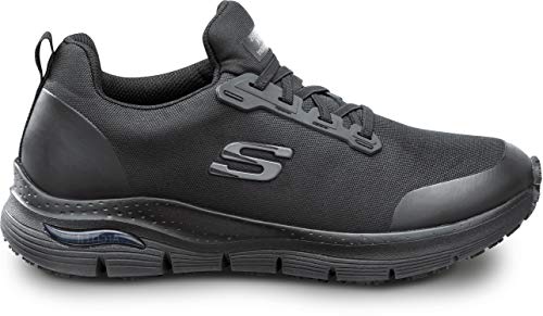 Skechers Work Arch Fit Jake, Men's, Black, Slip On Athletic Style, MaxTrax Slip Resistant, Soft Toe Work Shoe (9.0 M)